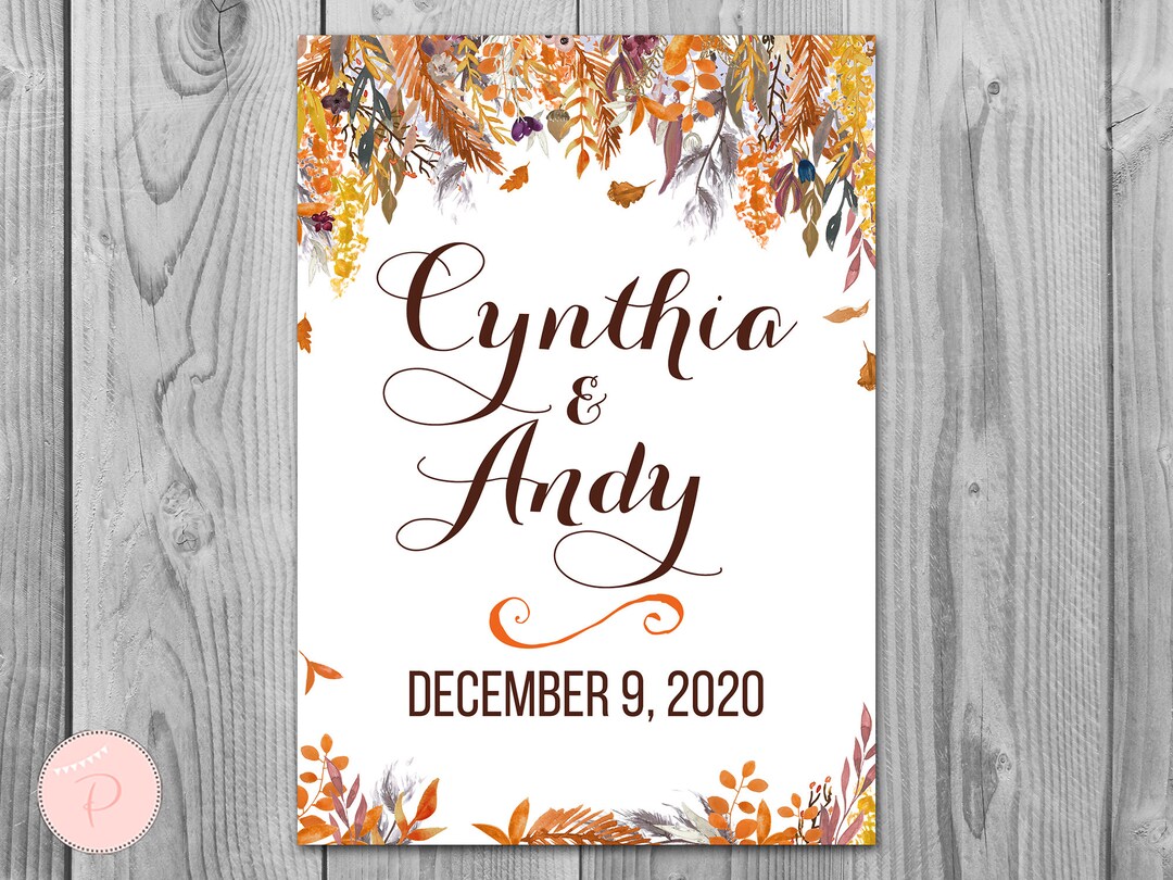 Fall Autumn Welcome Sign, Engagement Welcome Sign, Wedding Welcome Sign ...
