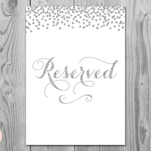Silver Reserved Sign, Wedding Reserved Seating Sign, Reserved Table ...