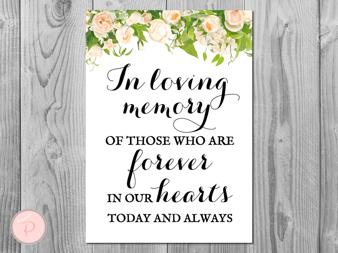 Peonies Floral in Loving Memory Wedding Sign, in Loving Memory Sign, in ...