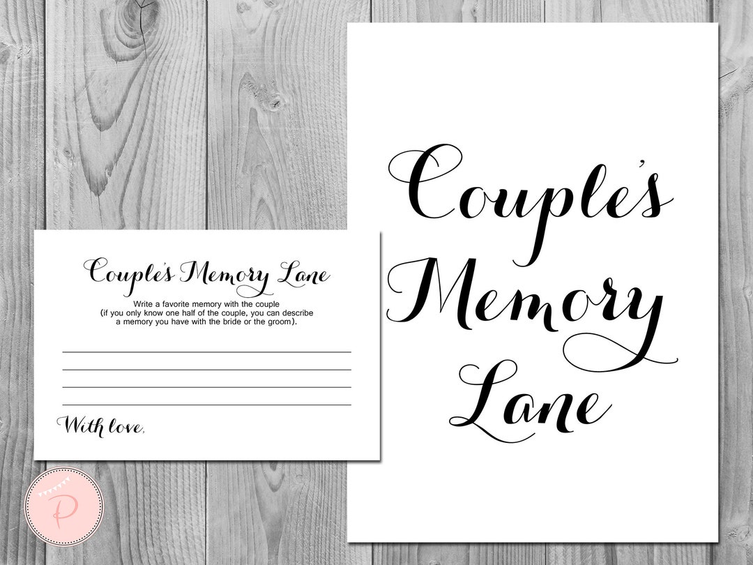 Couple's Memory Lane, Favorite Memory of the Couple, Memory Lane Game ...