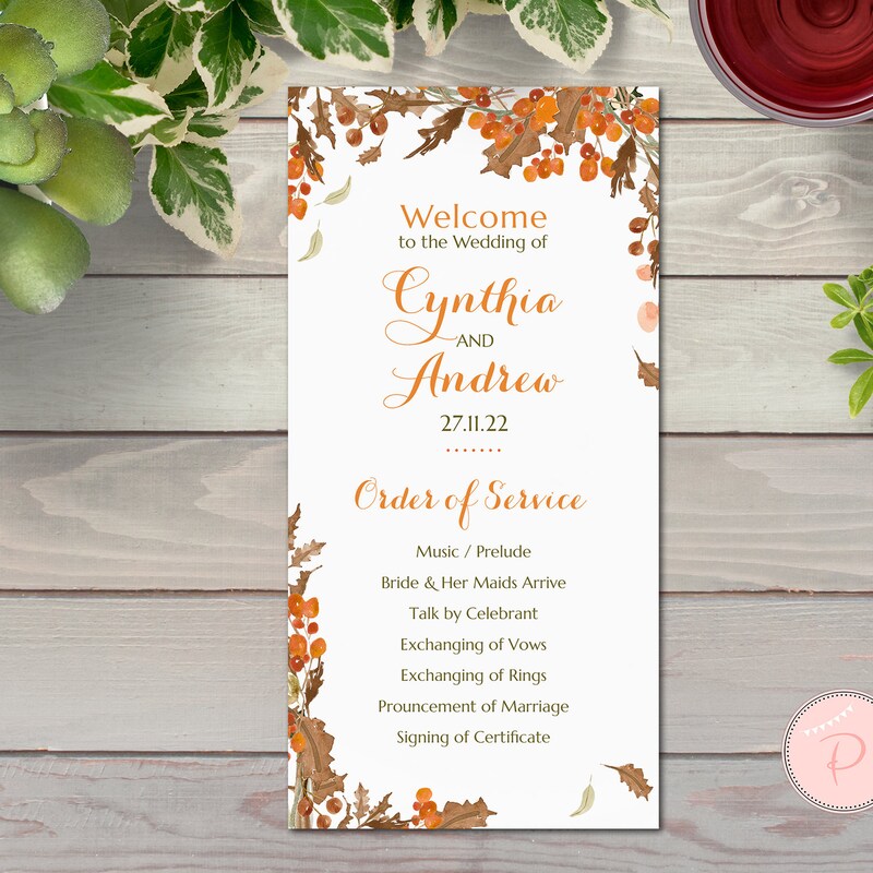 Fall Wedding Program - Etsy