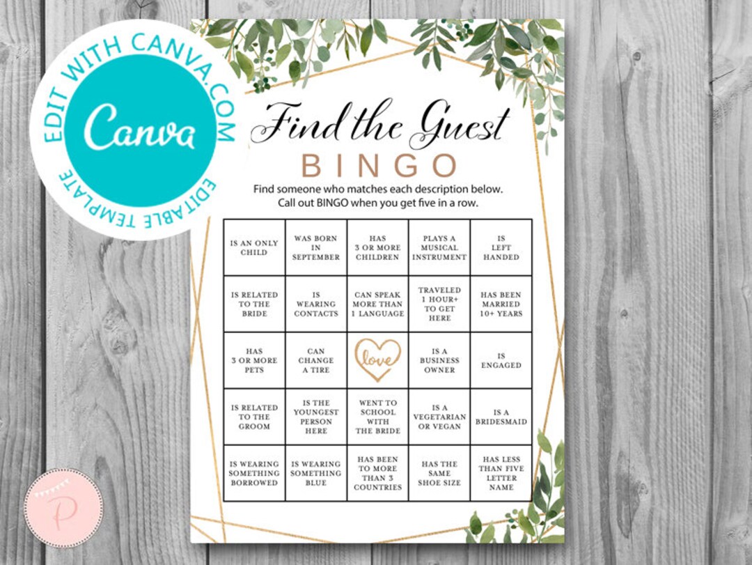 Editable Find the Guest Bingo Cards, Printable Coed Bridal Shower Bingo ...