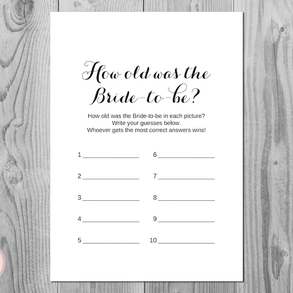 Guess the Brides Age - Etsy