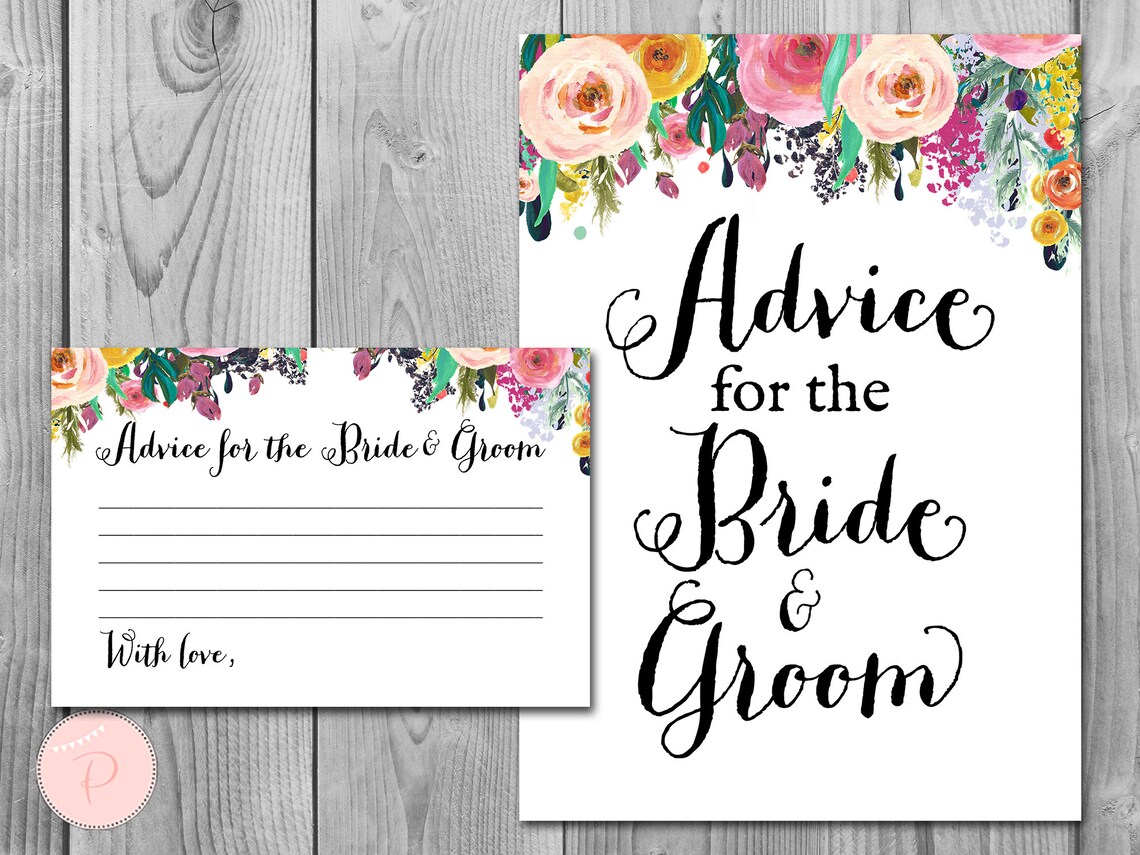 Advice for the Bride and Groom Card & Sign Printable Advice - Etsy