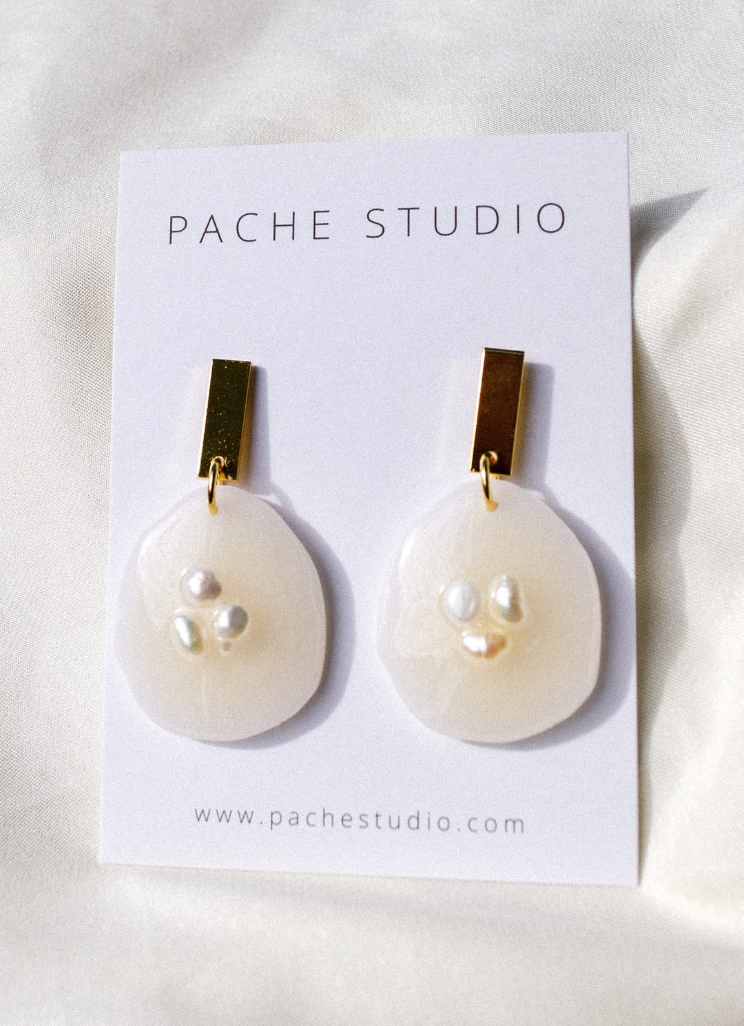 Embedded Pearls on Translucent Clay Earrings - Etsy