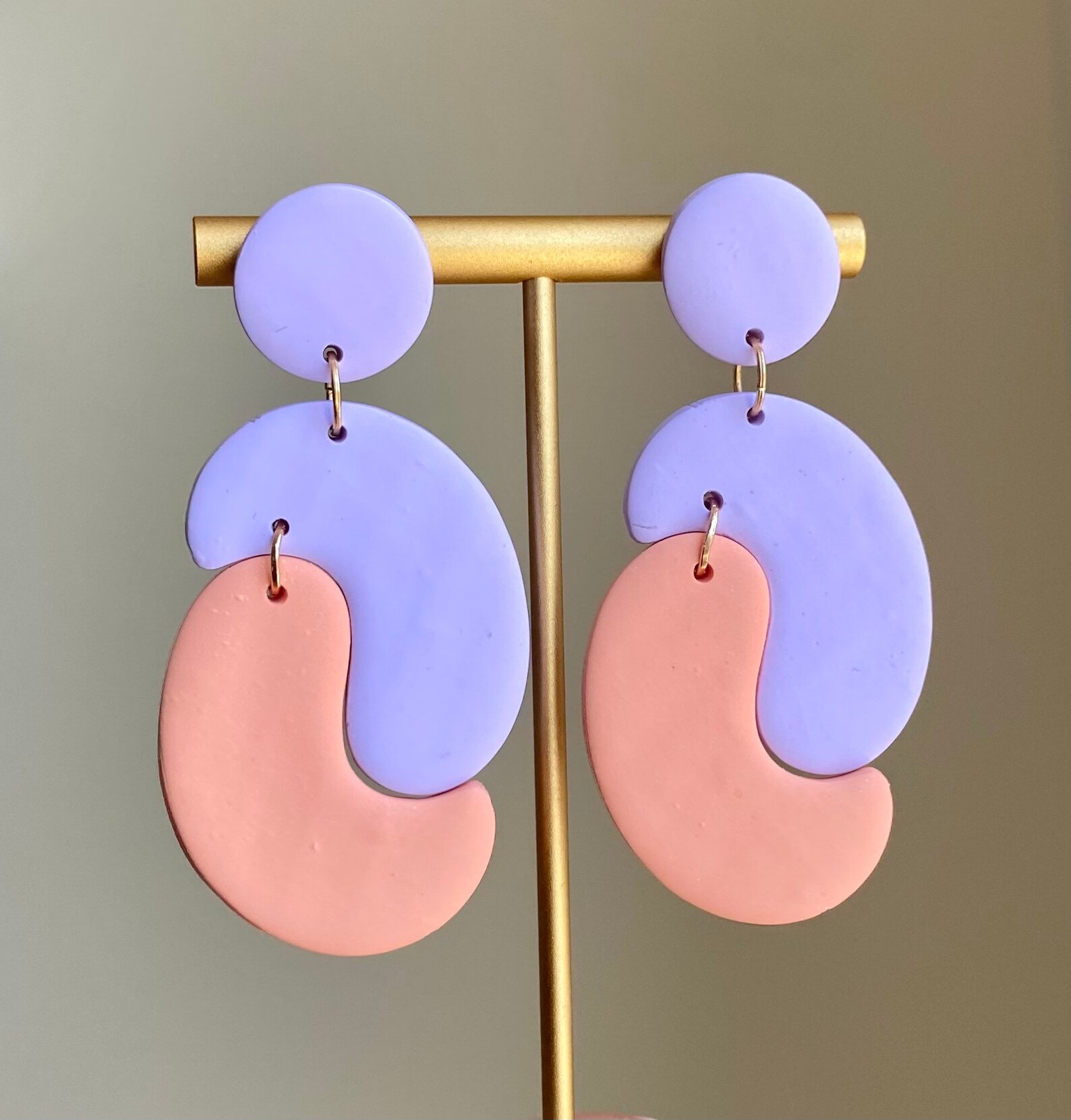 Funky Two-Toned Polymer Clay Dangle Earrings | Etsy