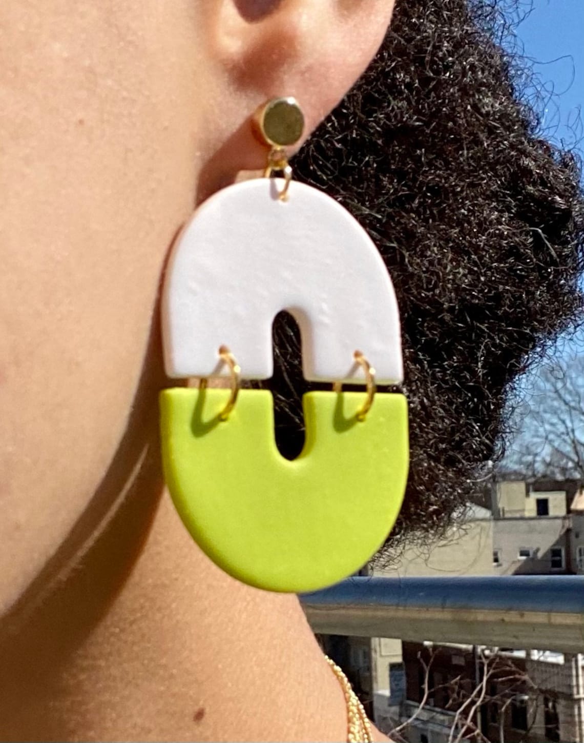 Funky White and Neon Lime Green Polymer Clay Statement | Etsy