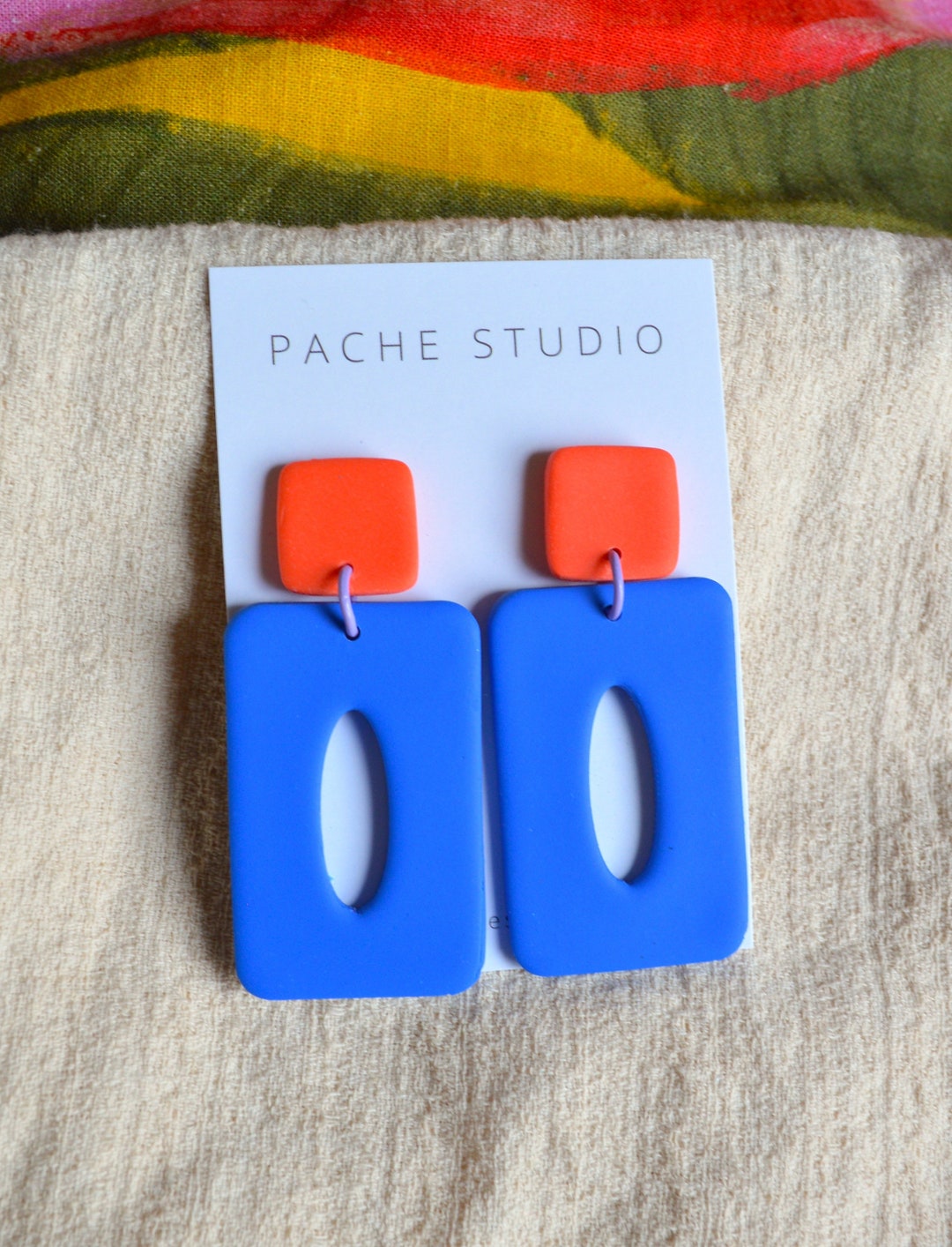 Color Block Rectangle Hoop Earrings - Etsy