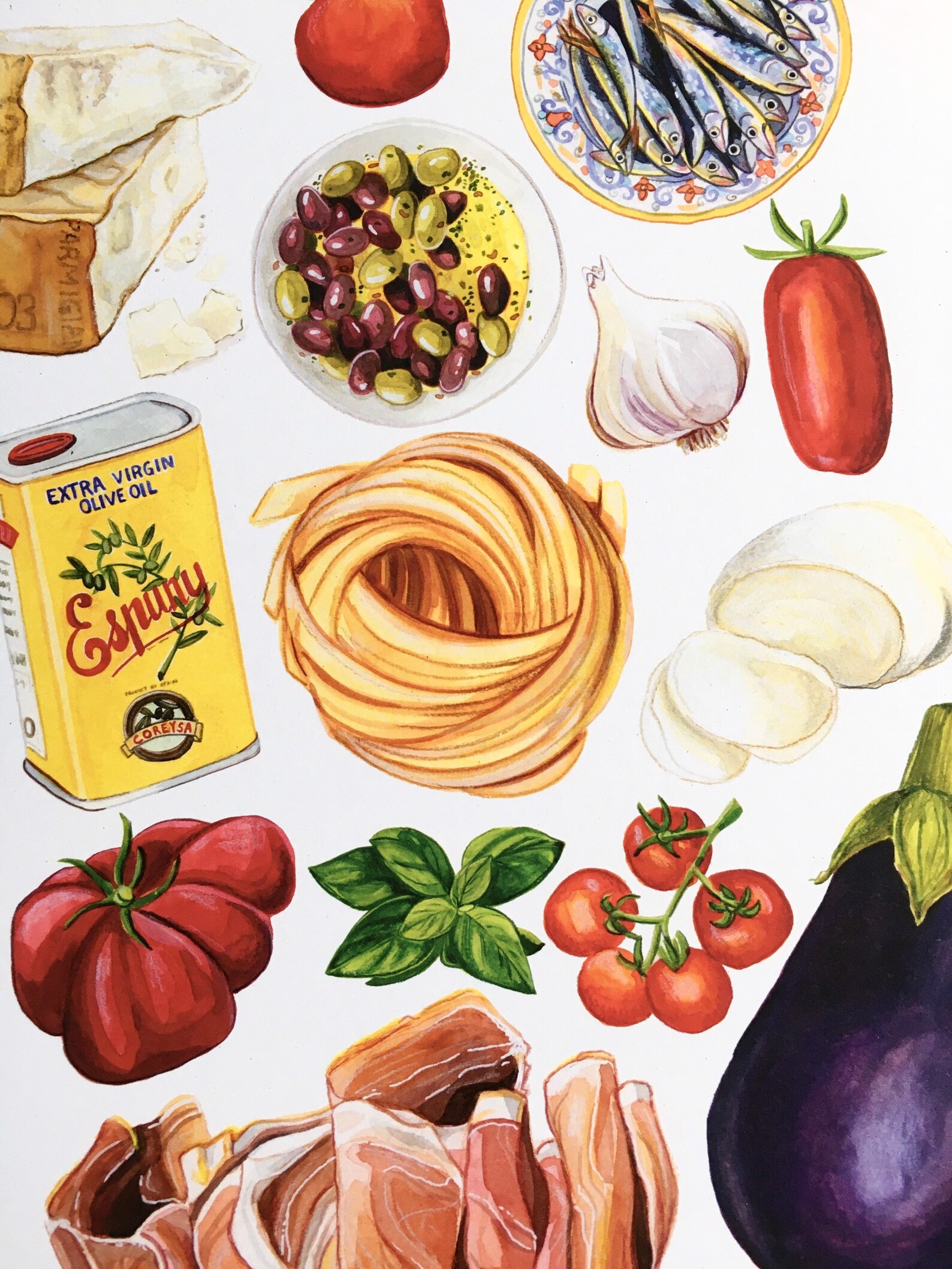 Italian Food Illustration A4 Print Italy Art Watercolor - Etsy