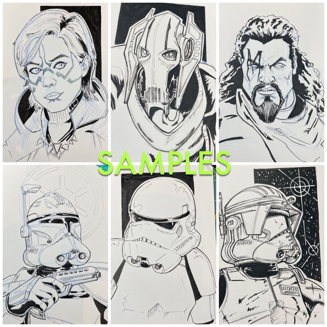 Custom 4x6” Black & White Character Sketch - Etsy