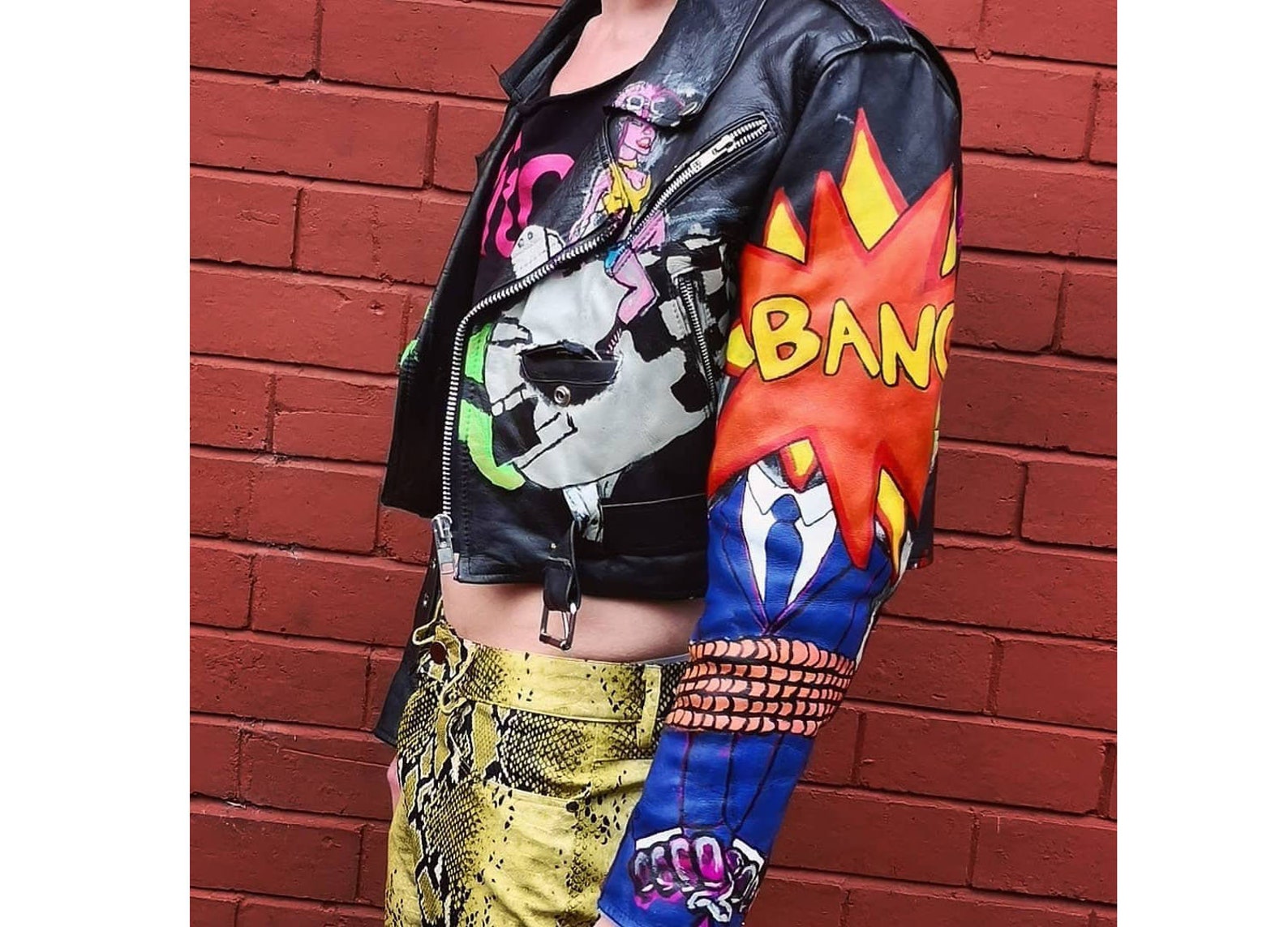 Tank Girl Hand Painted Leather Vintage Biker Jacker. Size: Small/medium ...