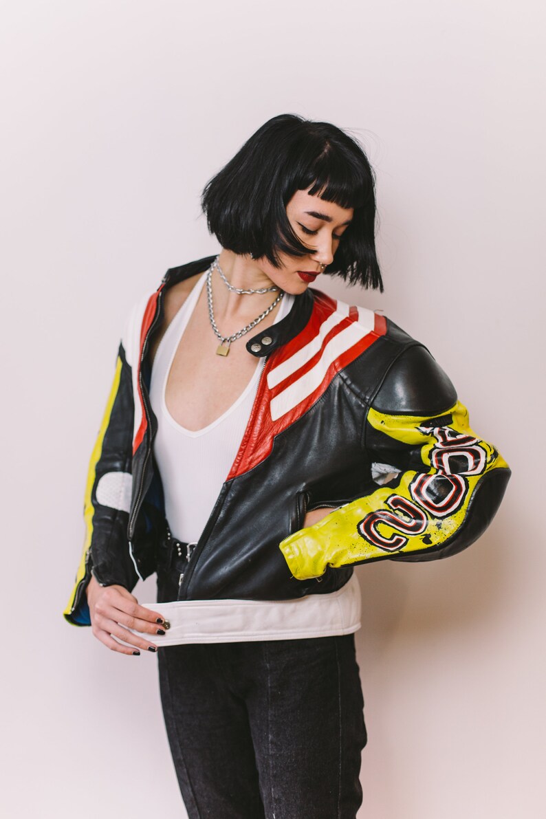 Nasty Xtina Hand Painted Biker Jacket. Man's Size: Medium - Etsy