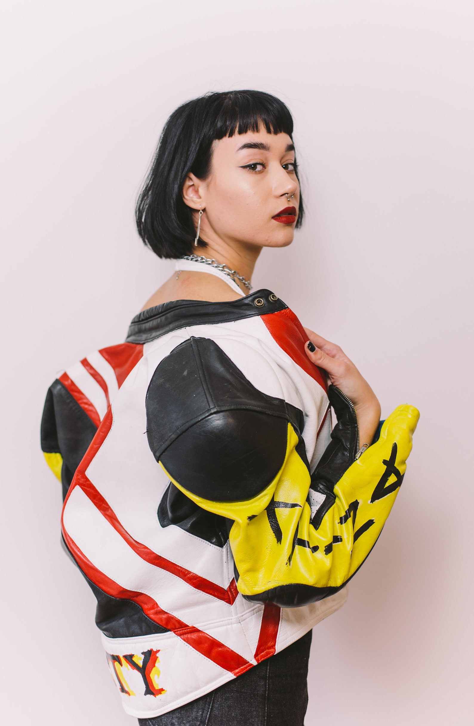 Nasty Xtina Hand Painted Biker Jacket. Man's Size: Medium - Etsy