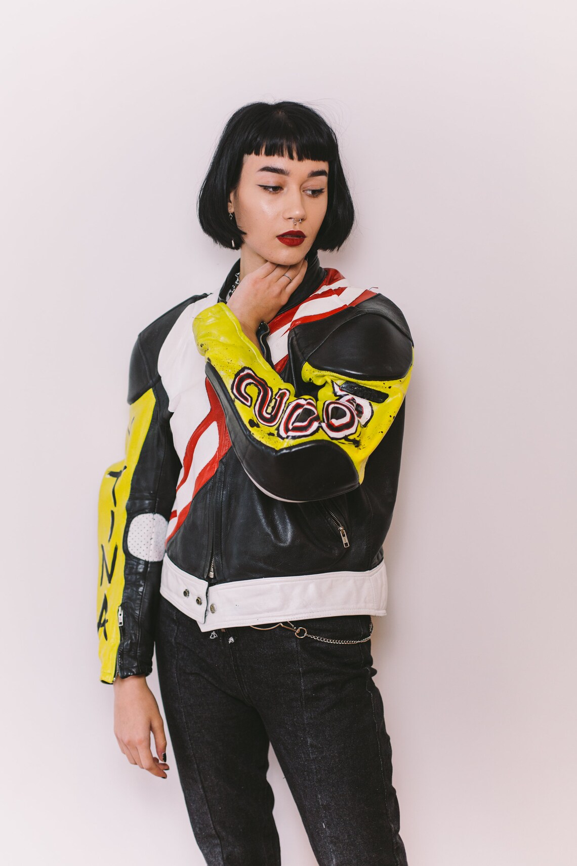 Nasty Xtina Hand Painted Biker Jacket. Man's Size: Medium - Etsy