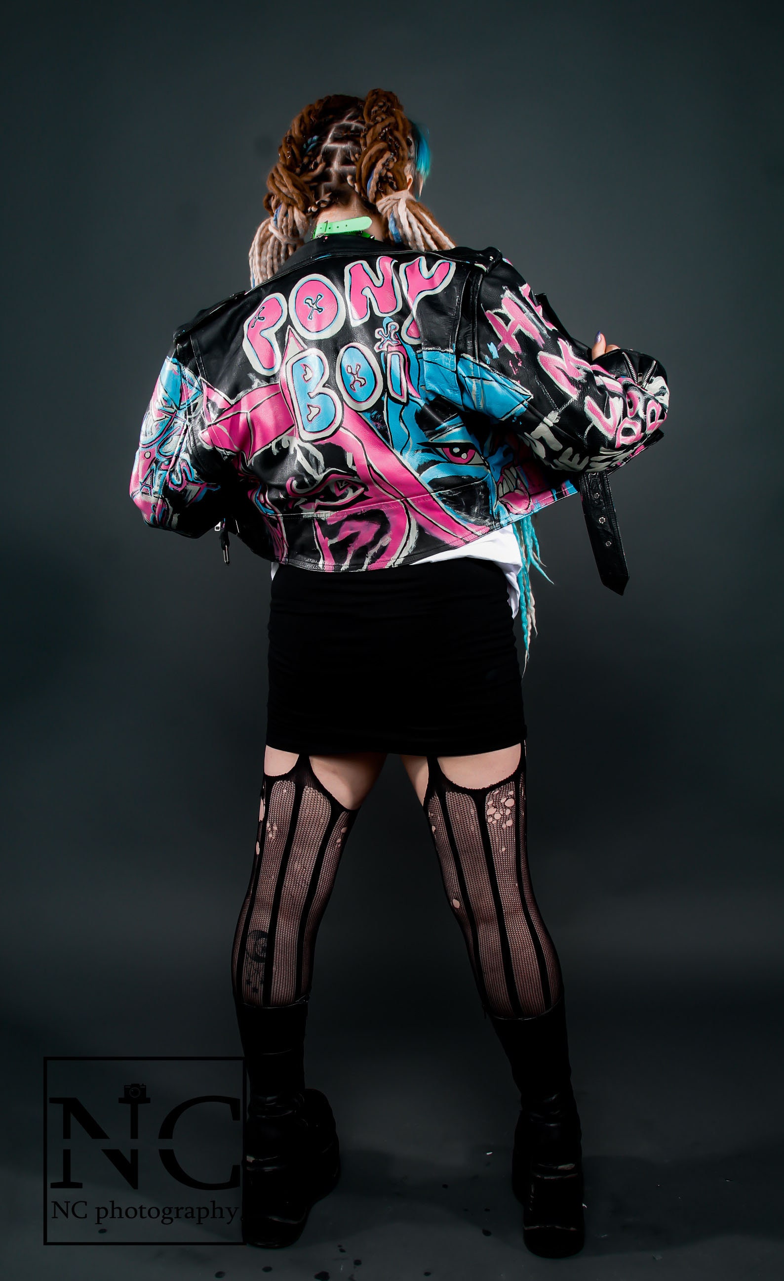 PONY BOY Hand Painted Vintage Leather Cropped Biker Jacket. | Etsy