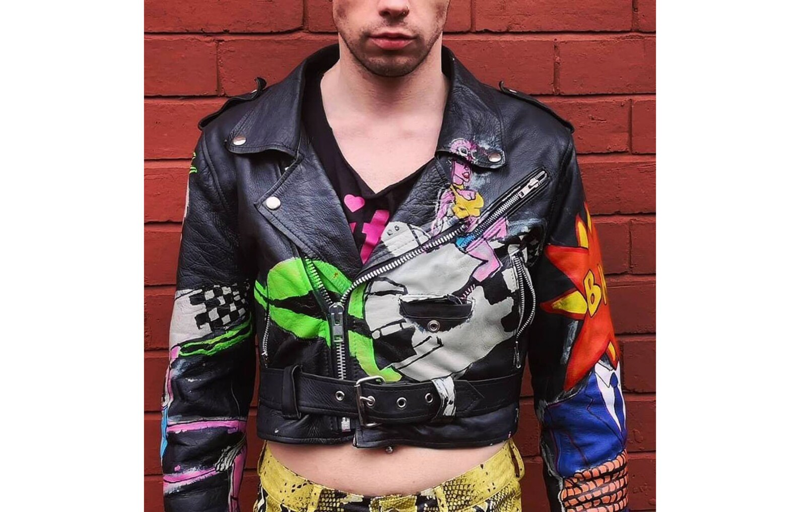 Tank Girl Hand Painted Leather Vintage Biker Jacker. Size: Small/medium ...