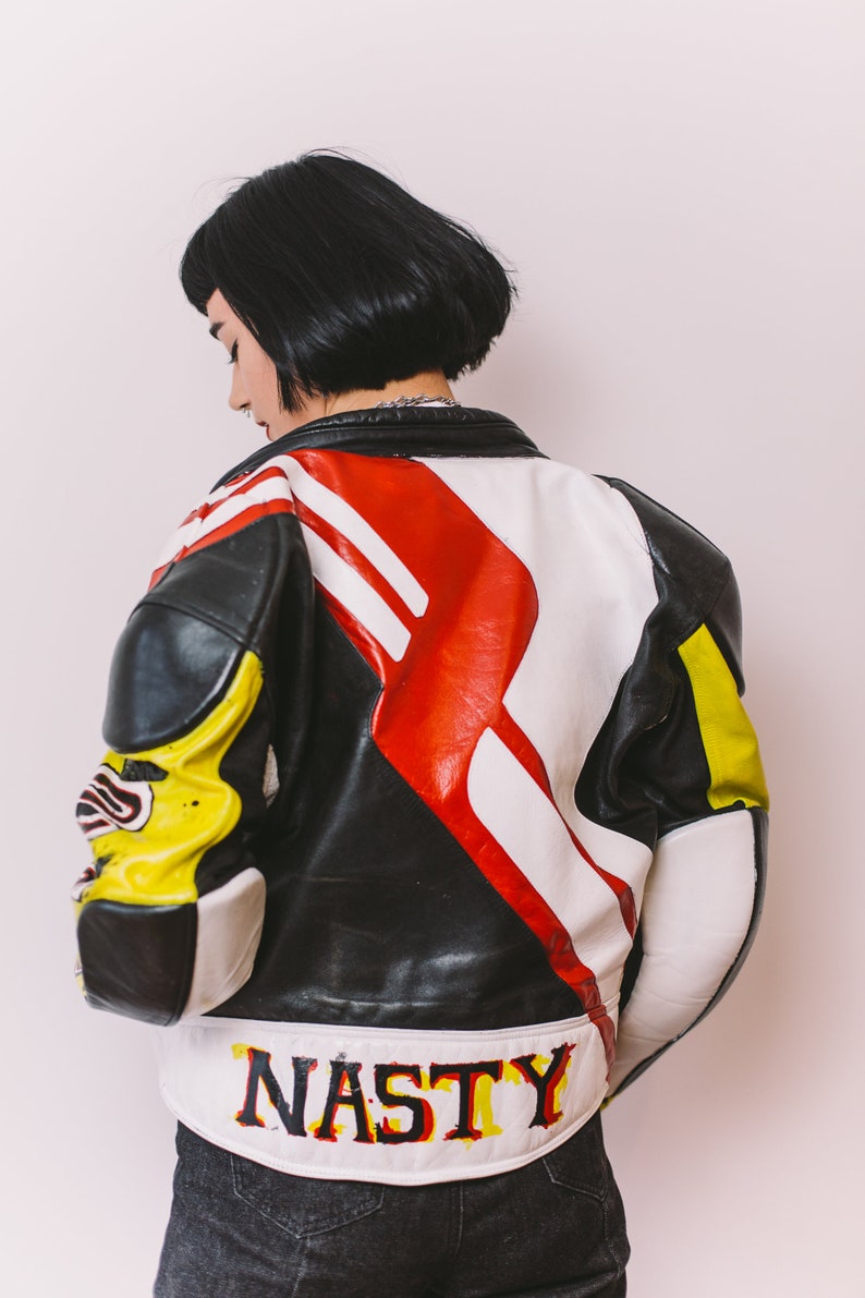 Nasty Xtina Hand Painted Biker Jacket. Man's Size: Medium - Etsy