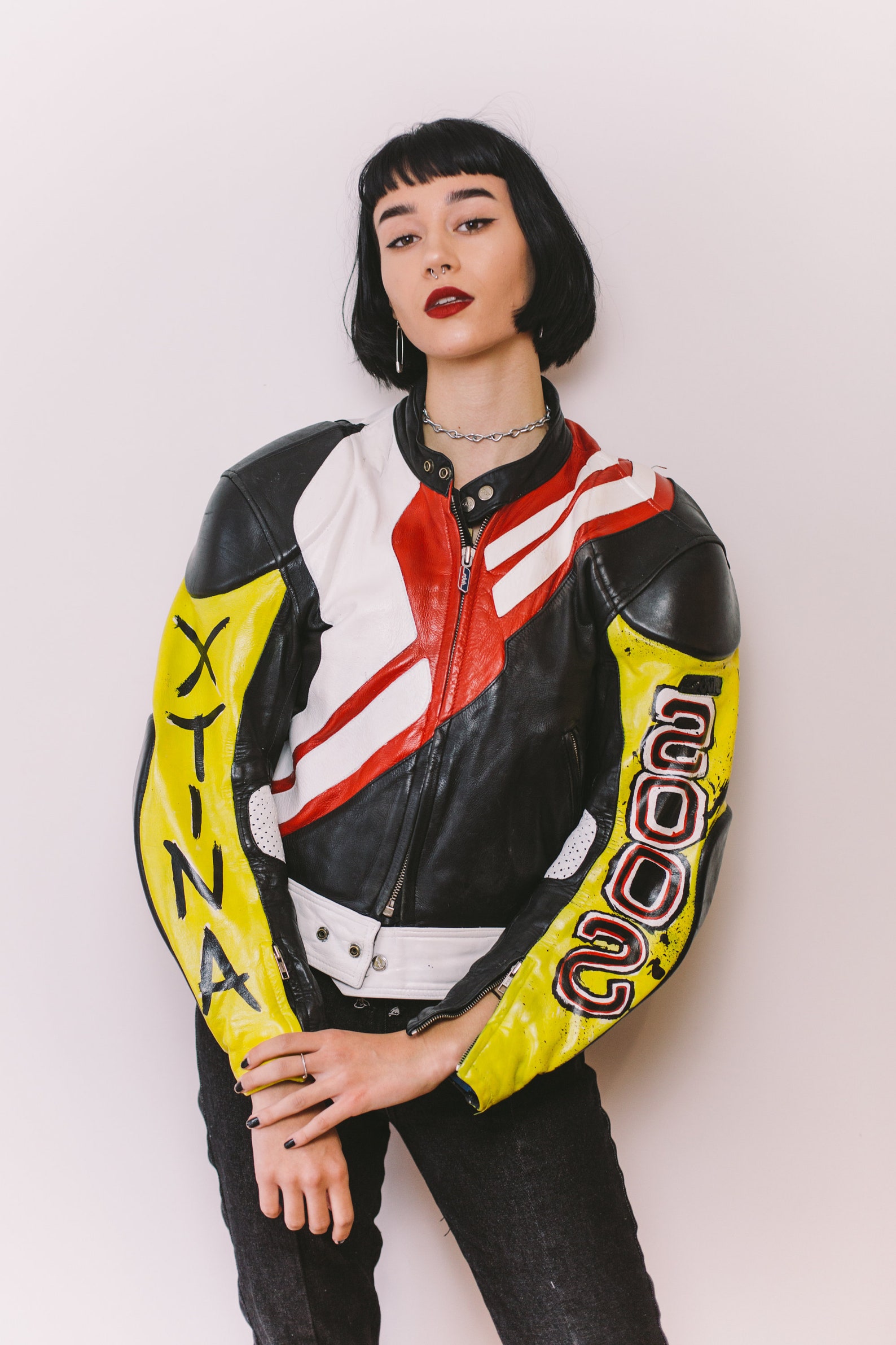 Nasty Xtina Hand Painted Biker Jacket. Man's Size: Medium - Etsy