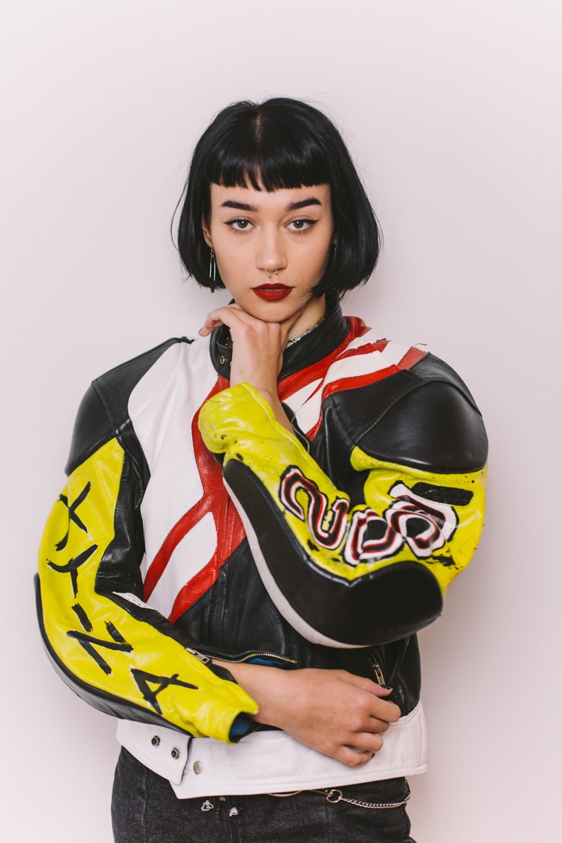 Nasty Xtina Hand Painted Biker Jacket. Man's Size: Medium - Etsy