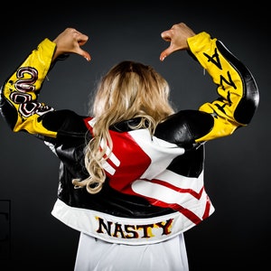Nasty Xtina Hand Painted Biker Jacket. Man's Size: Medium - Etsy