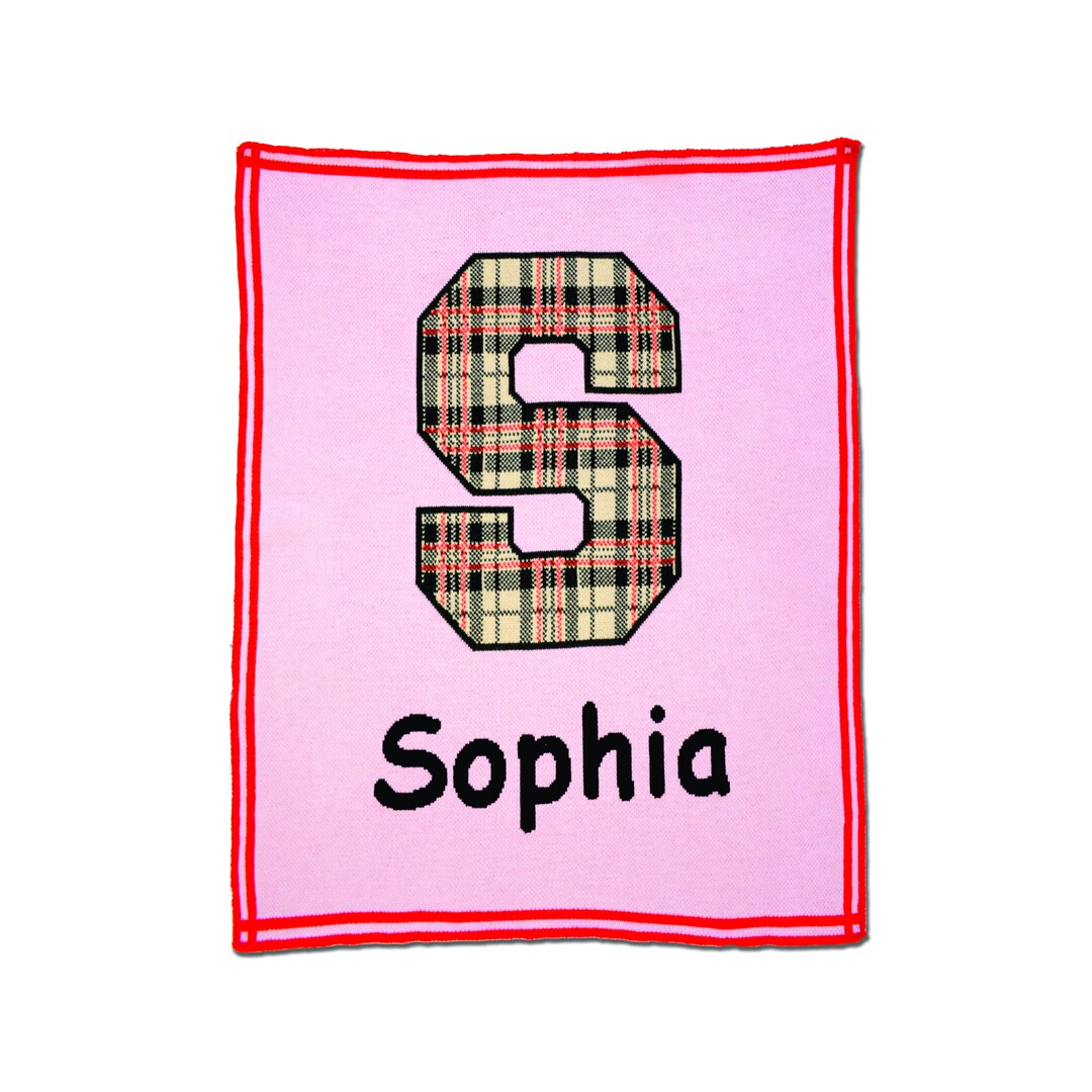 Plaid Monogram Baby Name Blanket Personalized Pink Knit Baby Etsy UK plaid-monogram-baby-name-blanket-personalized-pink-knit-baby-etsy-uk