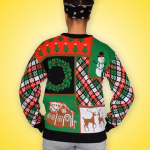 Patchwork Ugly Christmas Sweater - Festive Knit Unisex Christmas ...