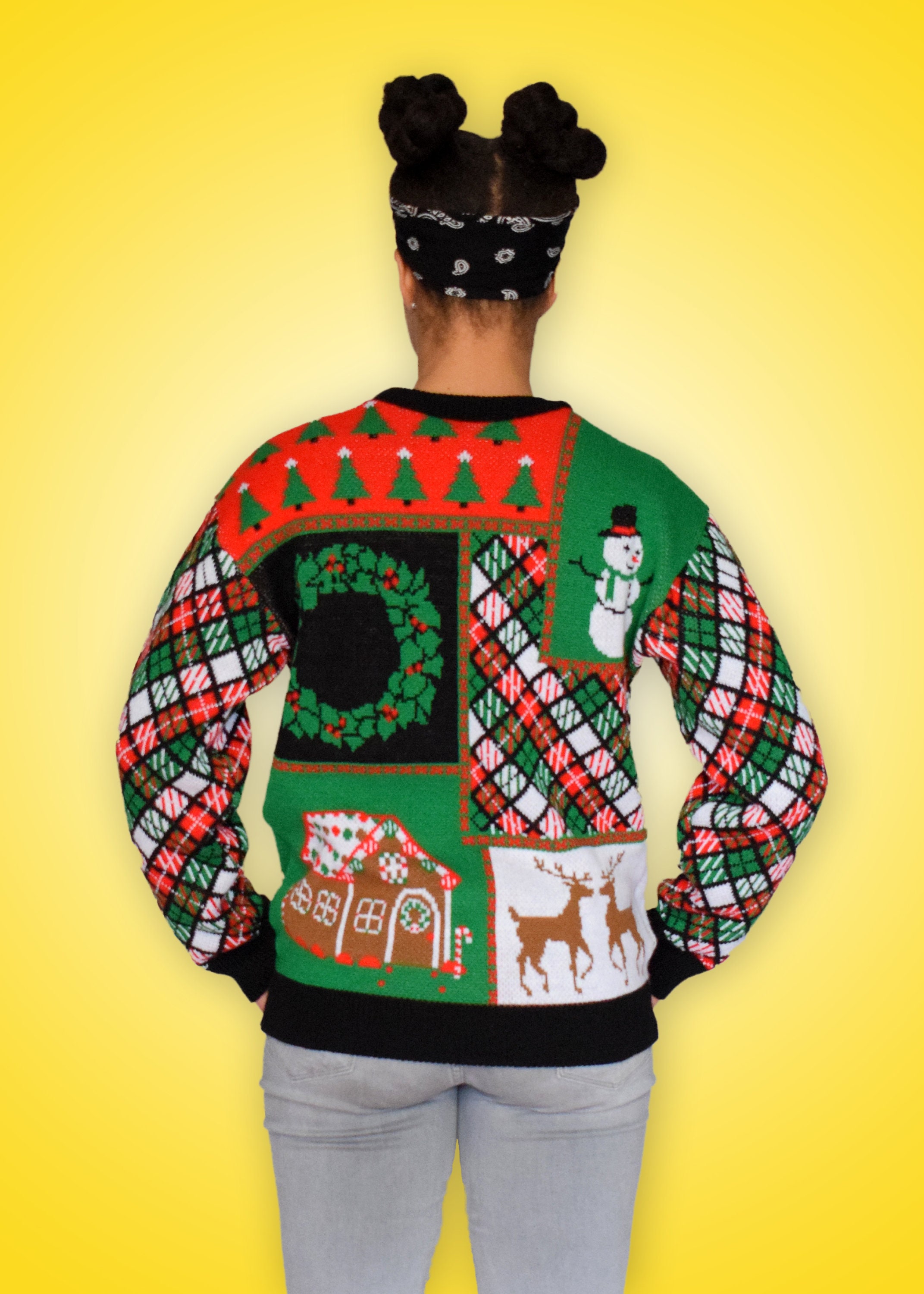 Patchwork Ugly Christmas Sweater - Festive Knit Unisex Christmas ...