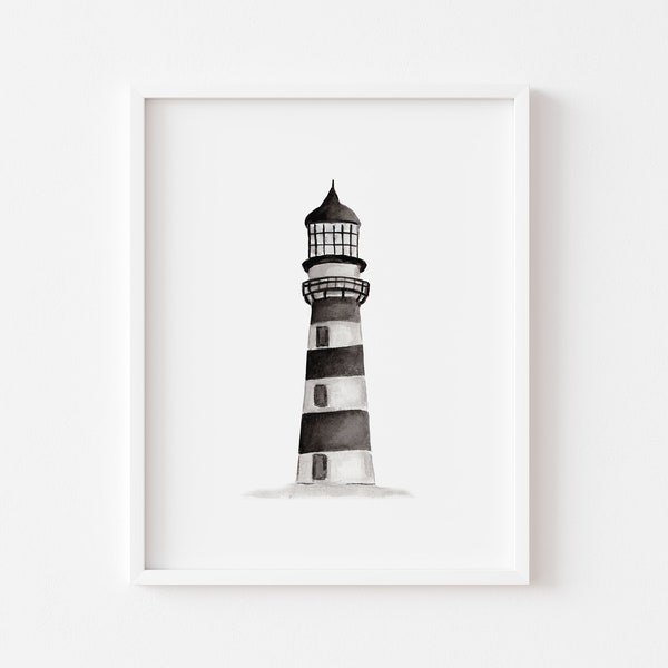 Black and White Lighthouse Poster - Etsy