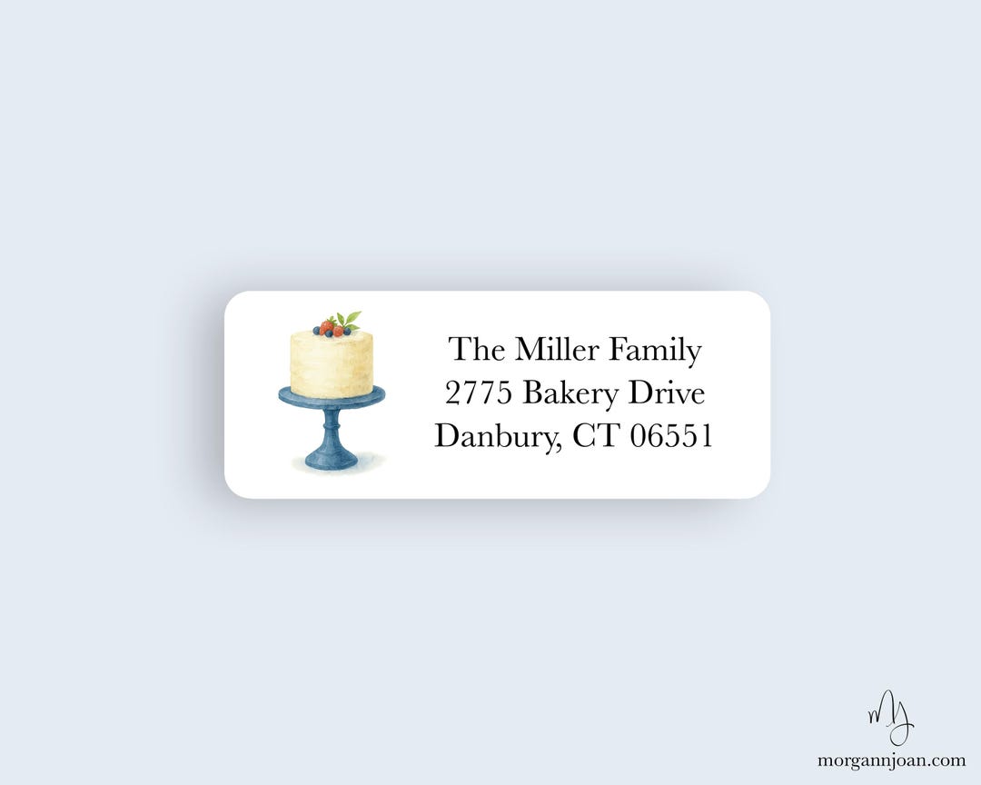 Personalized Cake Return Address Labels | Custom Bakery Stickers ...