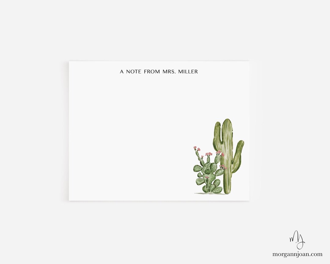 Personalized Cactus Stationery Set - Watercolor Succulent Letter ...