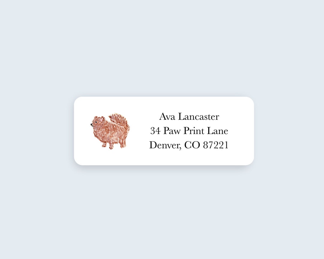 Personalized Pomeranian Dog Return Address Label Dog Return Address ...