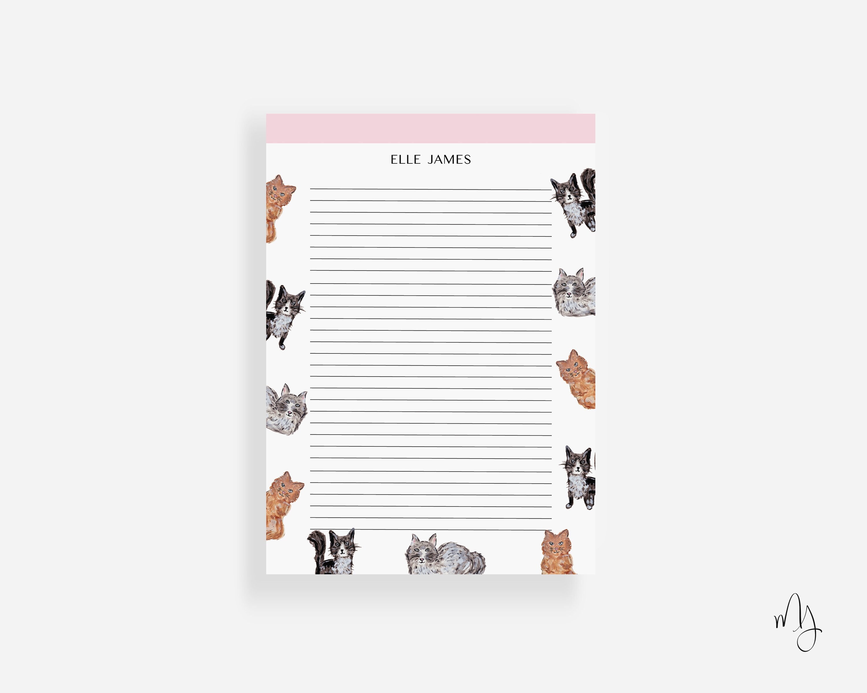 Cat Notepad Personalized Notepads Cat Lovers Gift Women - Etsy