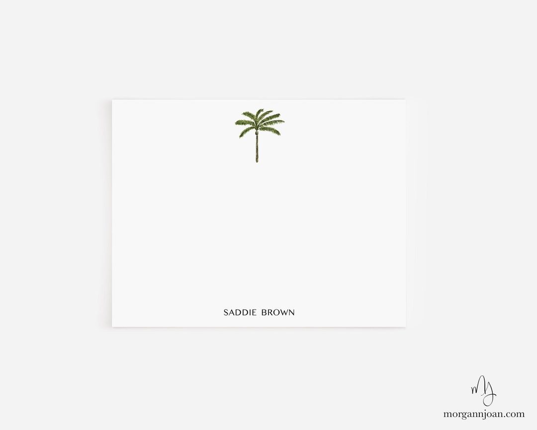 Personalized Palm Tree Stationery Set | Watercolor Tropical Stationery ...