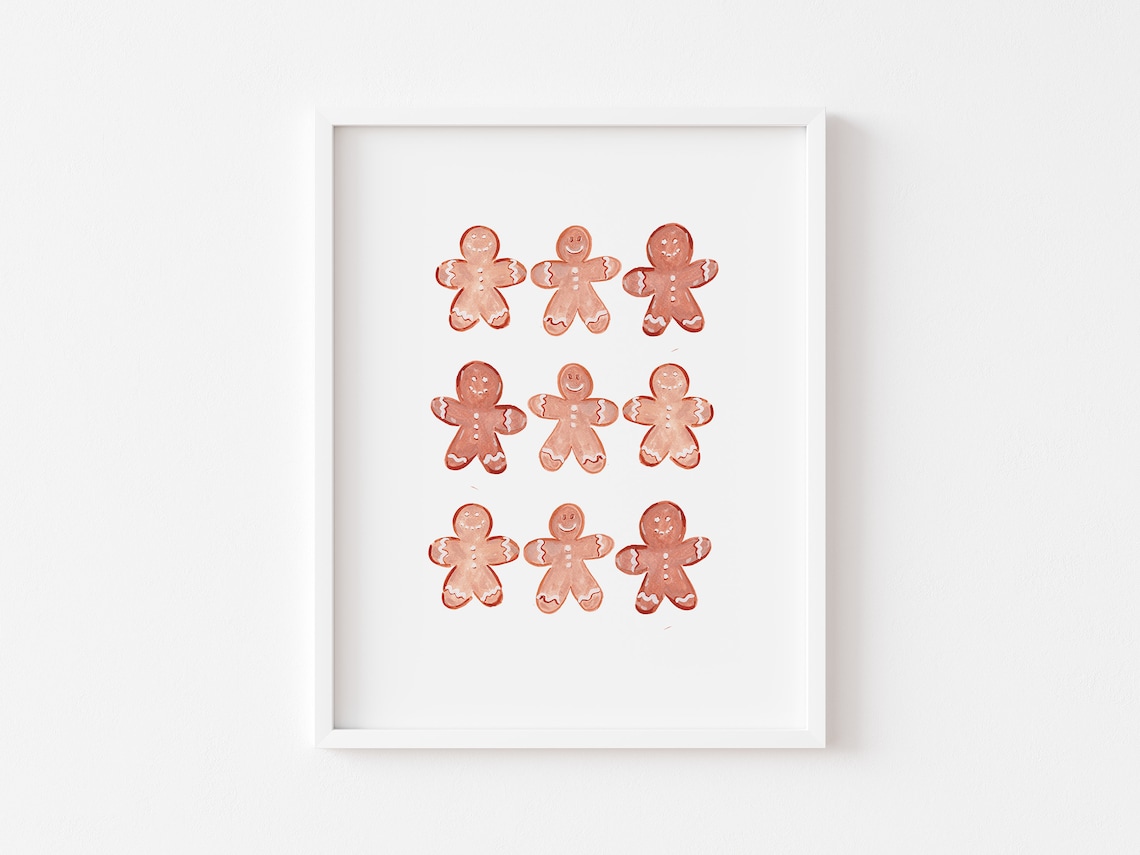 Gingerbread Men Art Print Christmas Art Prints Holiday - Etsy