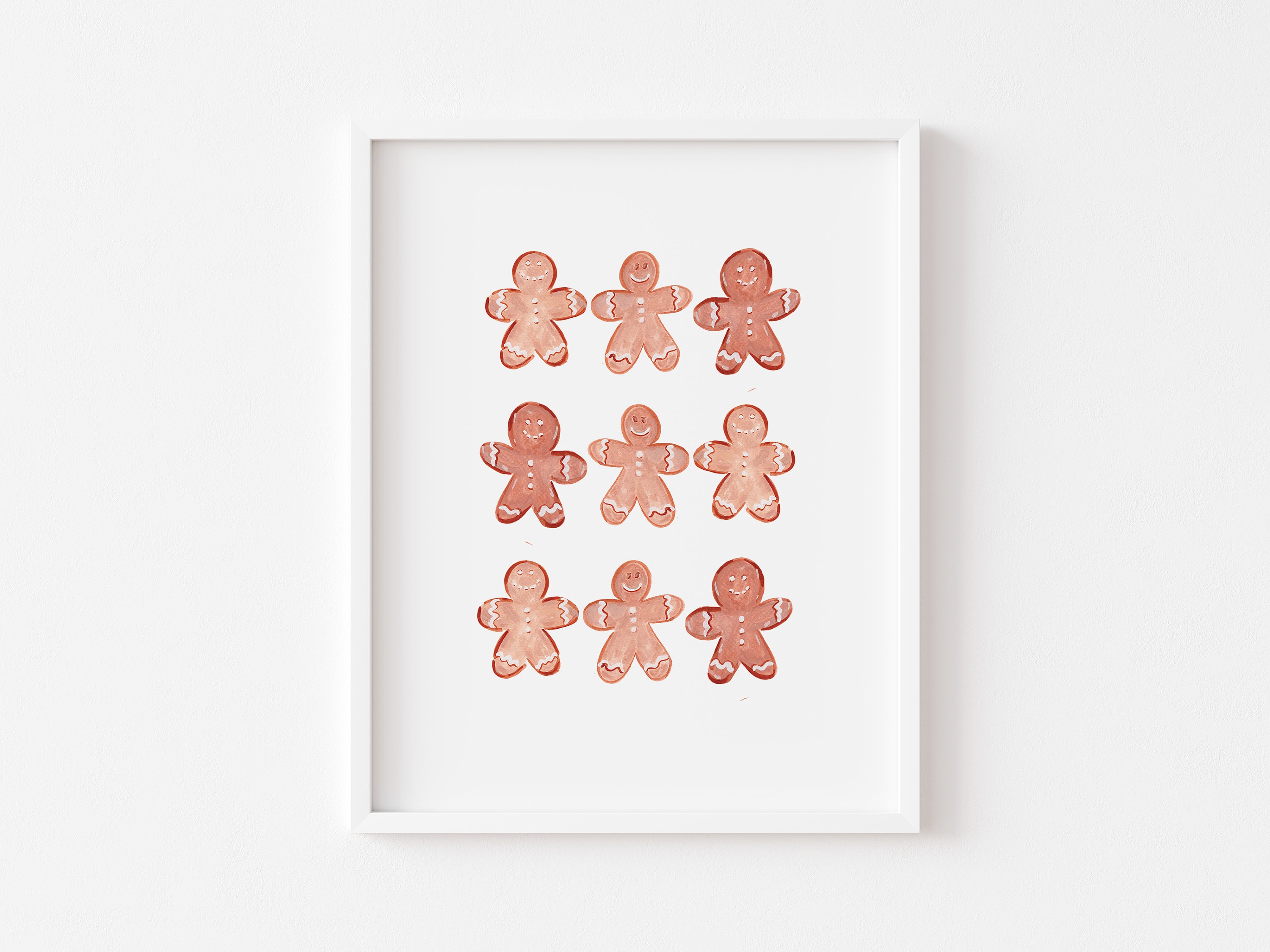 Gingerbread Men Art Print Christmas Art Prints Holiday Wall Decor ...