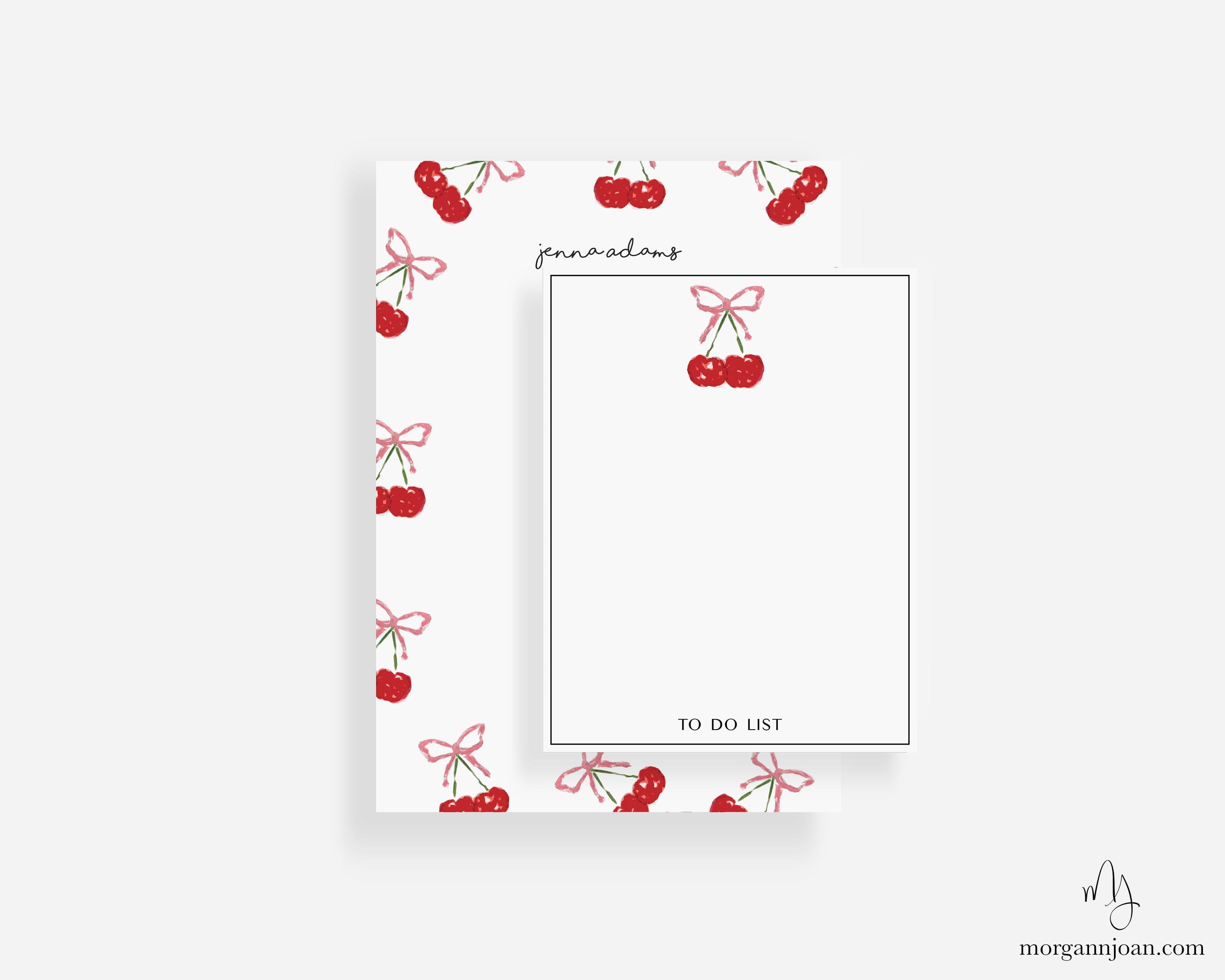 Cherry Notepads Cherry Custom Notepad Fruit Grocery List Memo Pad Cute ...