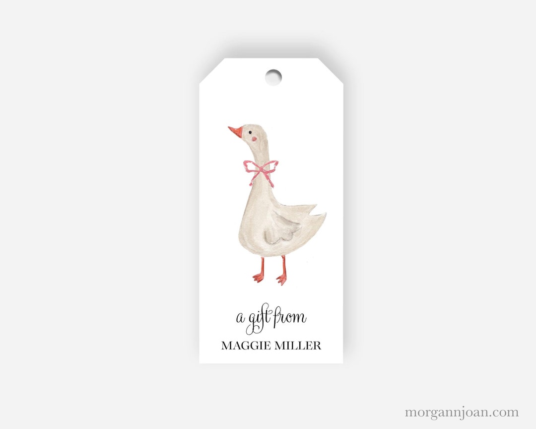 Goose With Bow Gift Tags – Personalized Baby Shower Gift Tags – Custom ...