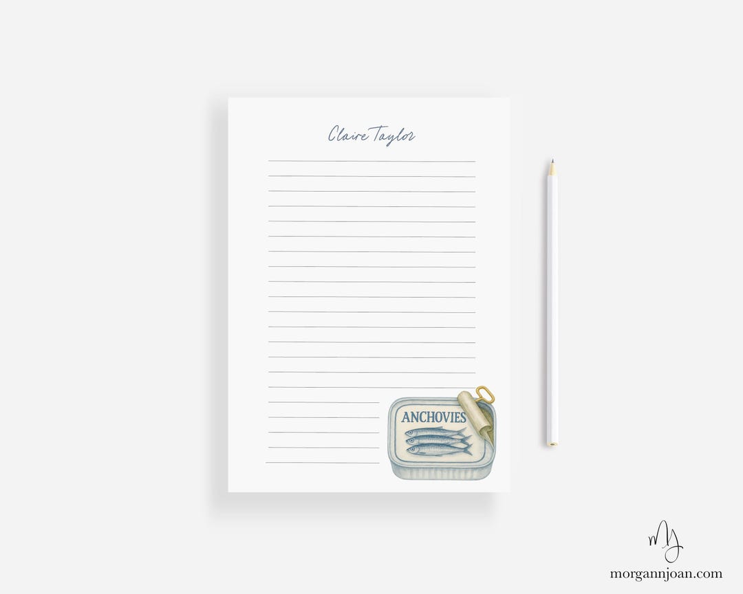 Anchovy Tin Notepad Set | Coastal Kitchen Notepad, Funny Personalized ...