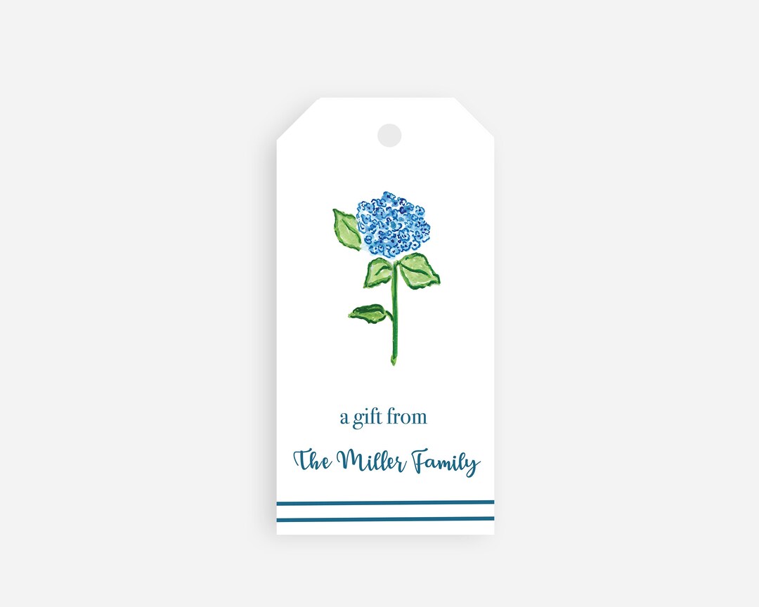 Blue Hydrangea Gift Tag | Gift Tags for Her | Preppy Floral Gift Tags ...