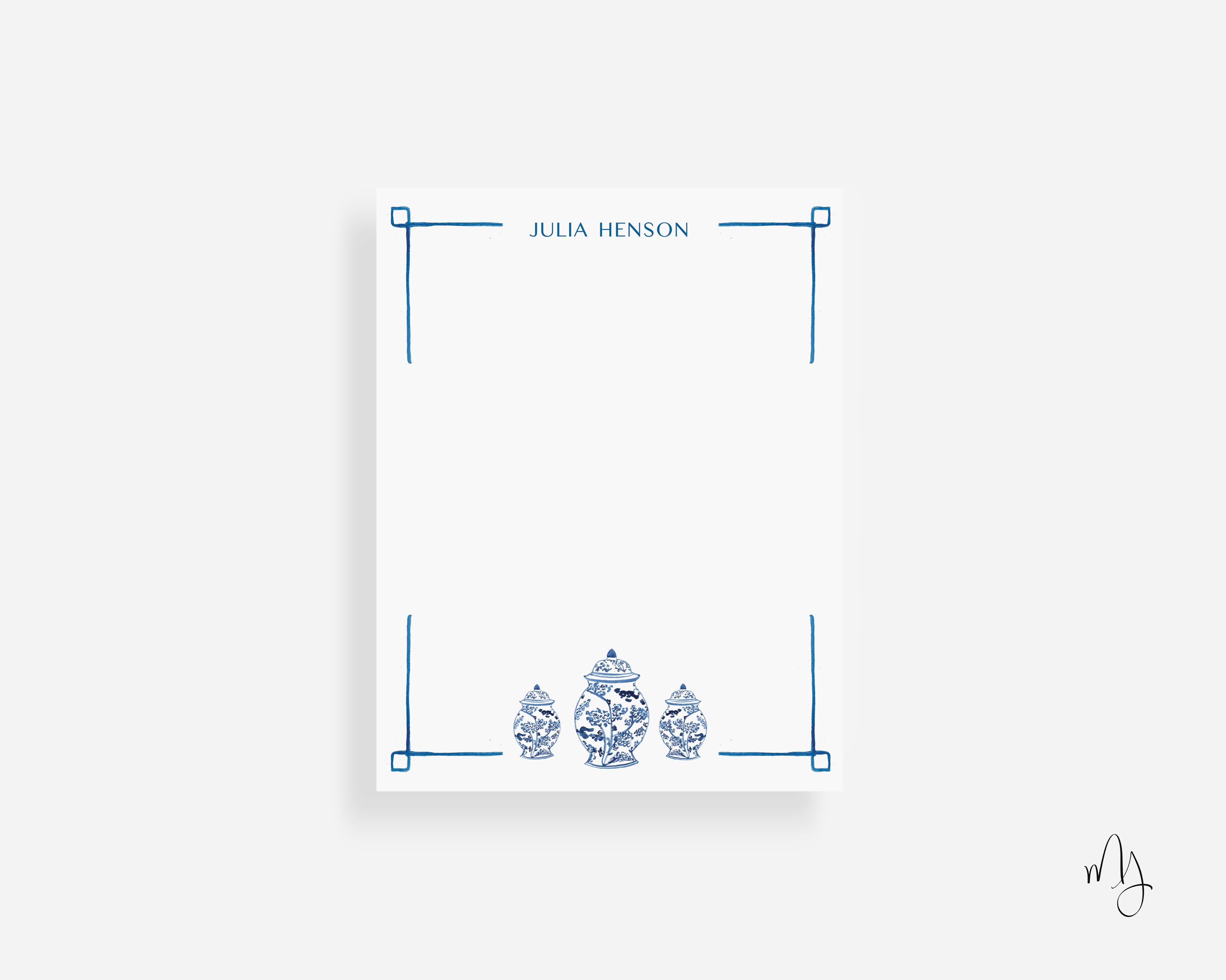 Blue and White Ginger Jar Notepad Personalized Notepad - Etsy