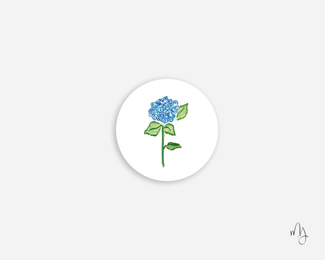 Hydrangea Round Sticker | Whimsical Stickers | Envelope Seal Sticker ...