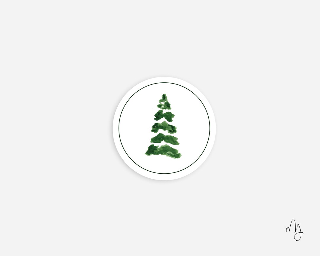 Christmas Tree Sticker Holiday Stickers Evergreen Envelope - Etsy