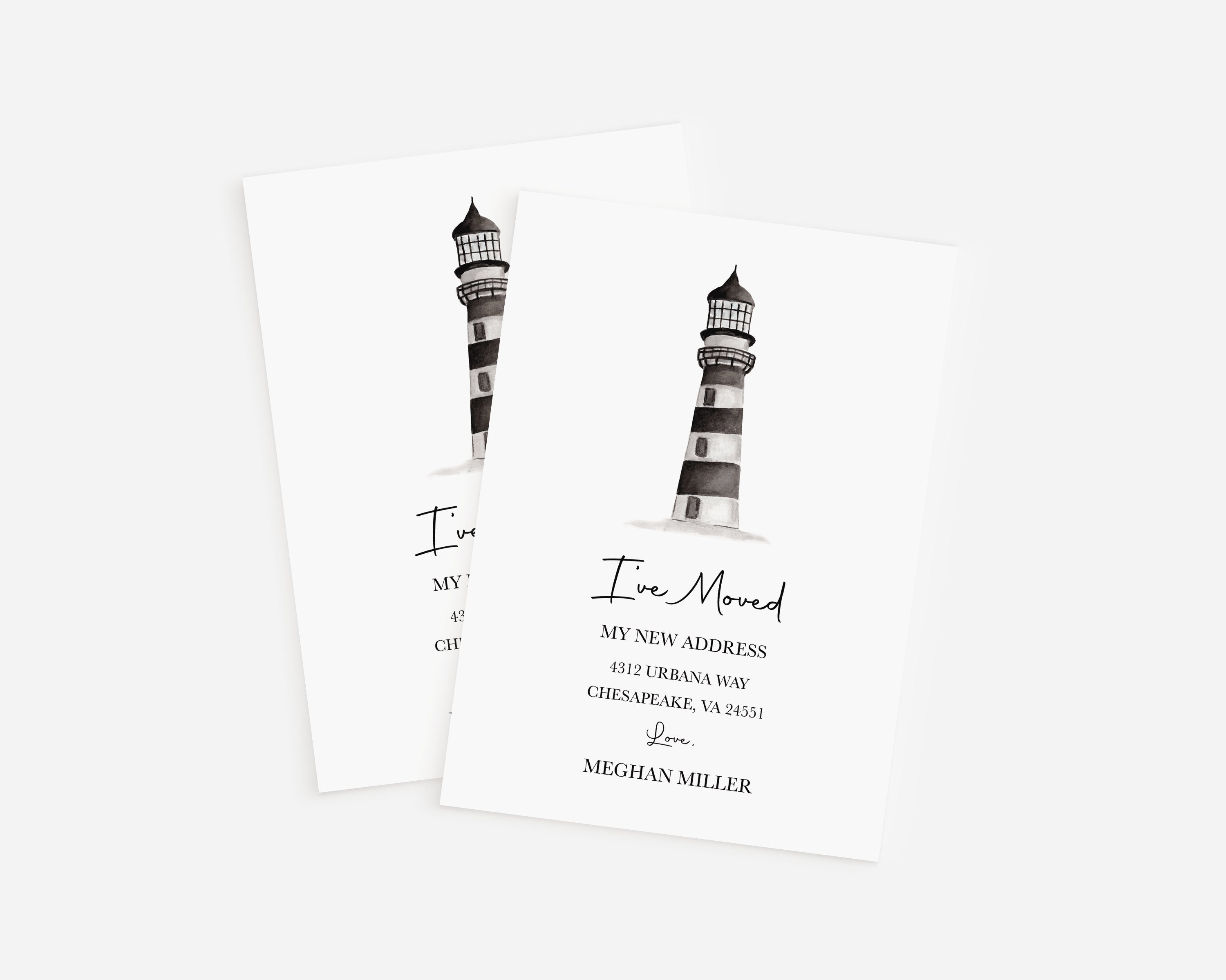 Lighthouse Moving Announcement Card Beach Personalized - Etsy