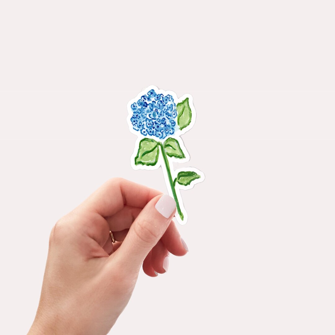 Vinyl Sticker: Hydrangea Blue Flower Sticker, Watercolor Floral ...