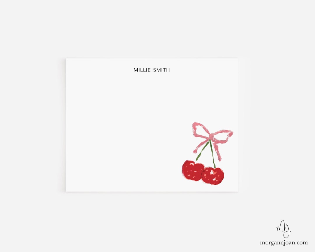 Personalized Stationery Girl | Cherry Notecards | Custom Notecards for ...