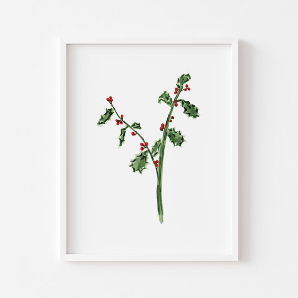 Holly Watercolor - Etsy
