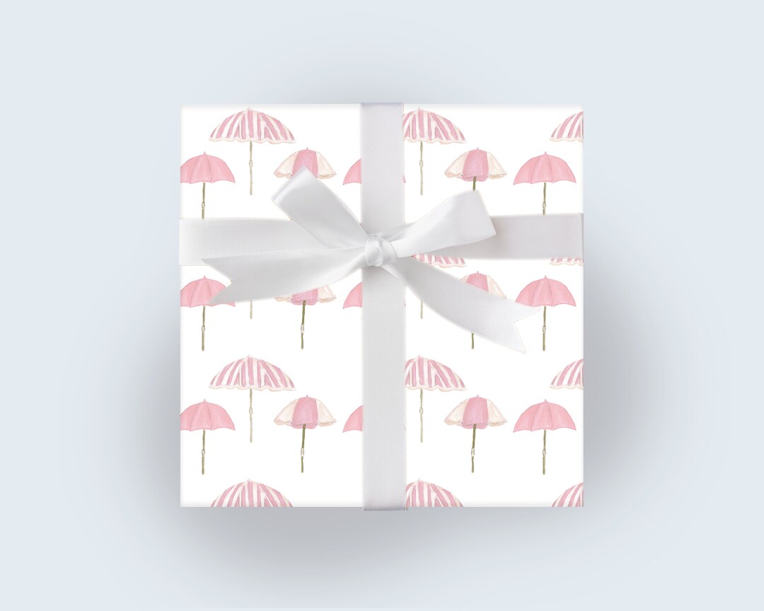 Pink Umbrella Gift Wrap | Summer Party Wrapping Paper | Wrapping Paper ...