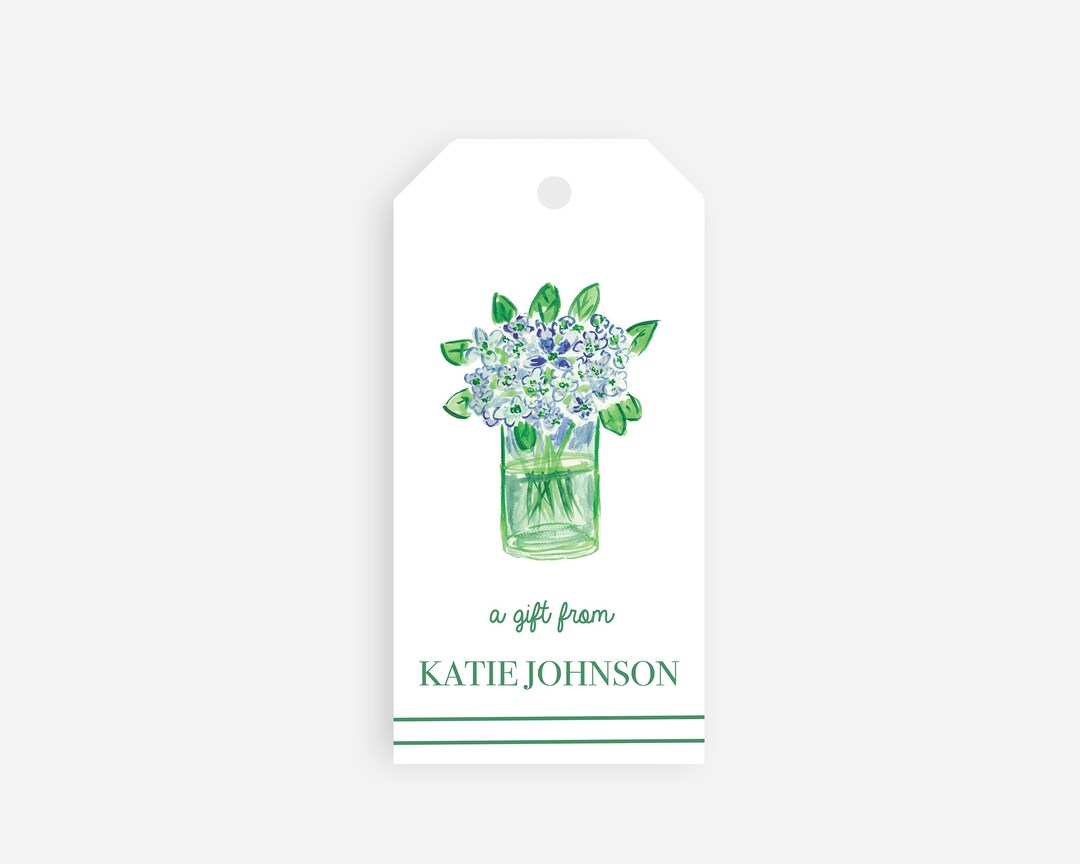 Hydrangea Bouquet Gift Tag | Gift Tags for Her | Preppy Floral Gift ...