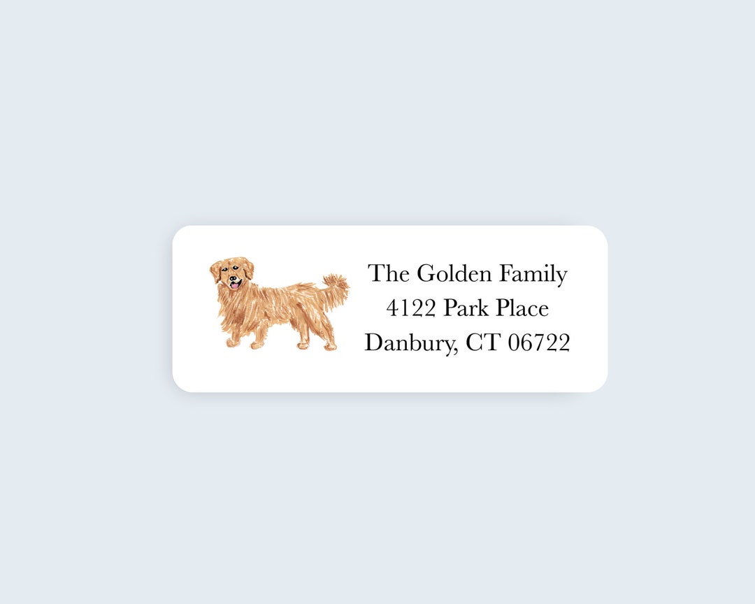 Personalized Golden Retriever Return Address Labels – Custom Dog-themed ...