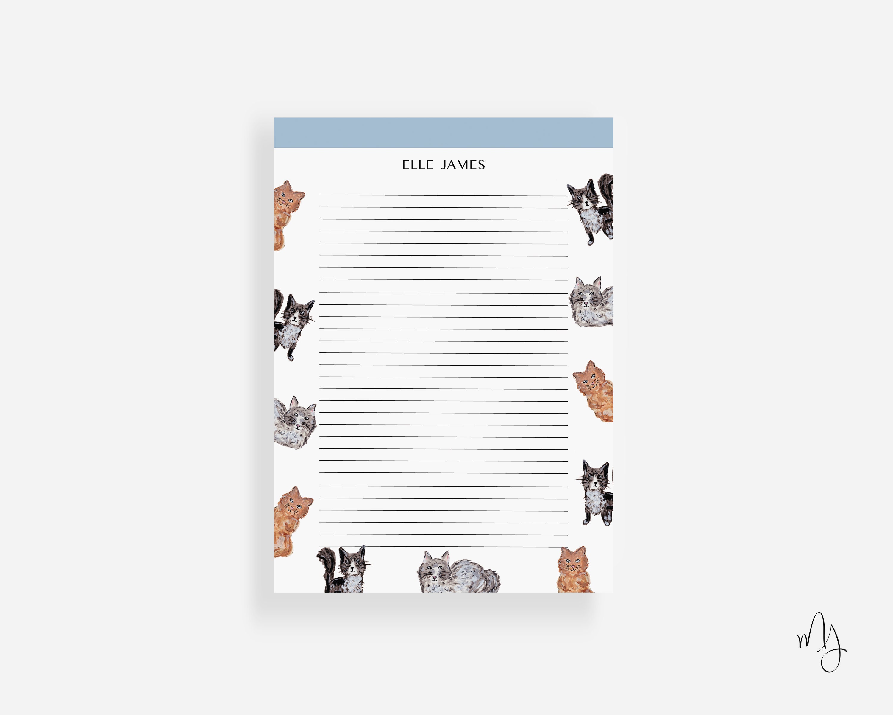 Cat Notepad Personalized Notepads Cat Lovers Gift Women - Etsy
